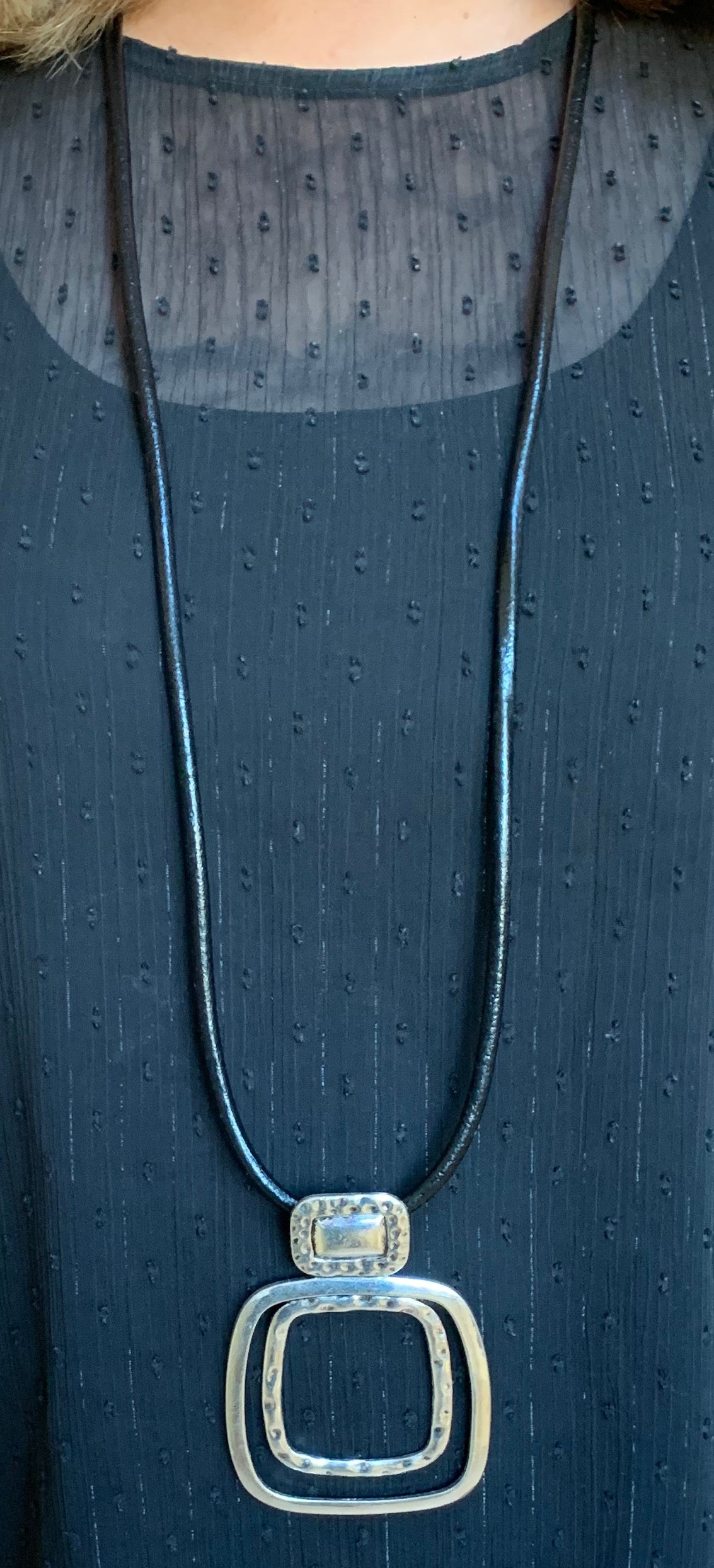 Chunky silver square pendant - Designs By Una